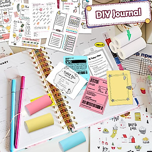 HUIJUTCHEN 10 Rolls Thermal Mini Printer Paper for Inkless Mini Printer, 5 Rolls Thermal Sticky Paper & 5 Rolls Thermal Plain Paper, 57X25mm, for Notes Journal Memo Photo Study