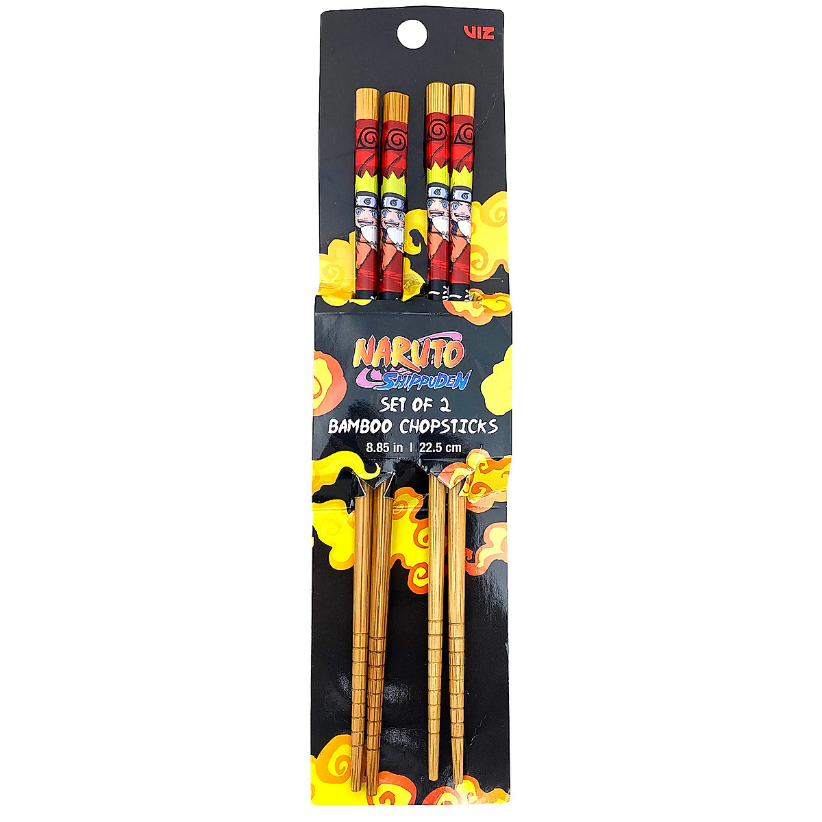 JUST FUNKY Naruto Shippuden Chopsticks Set of 2 - Official Chibi Naruto Collectible Chopsticks - Includes 2 Matching Sets of Bamboo Chopsticks - 8.85 Inches Long Anime Chopsticks