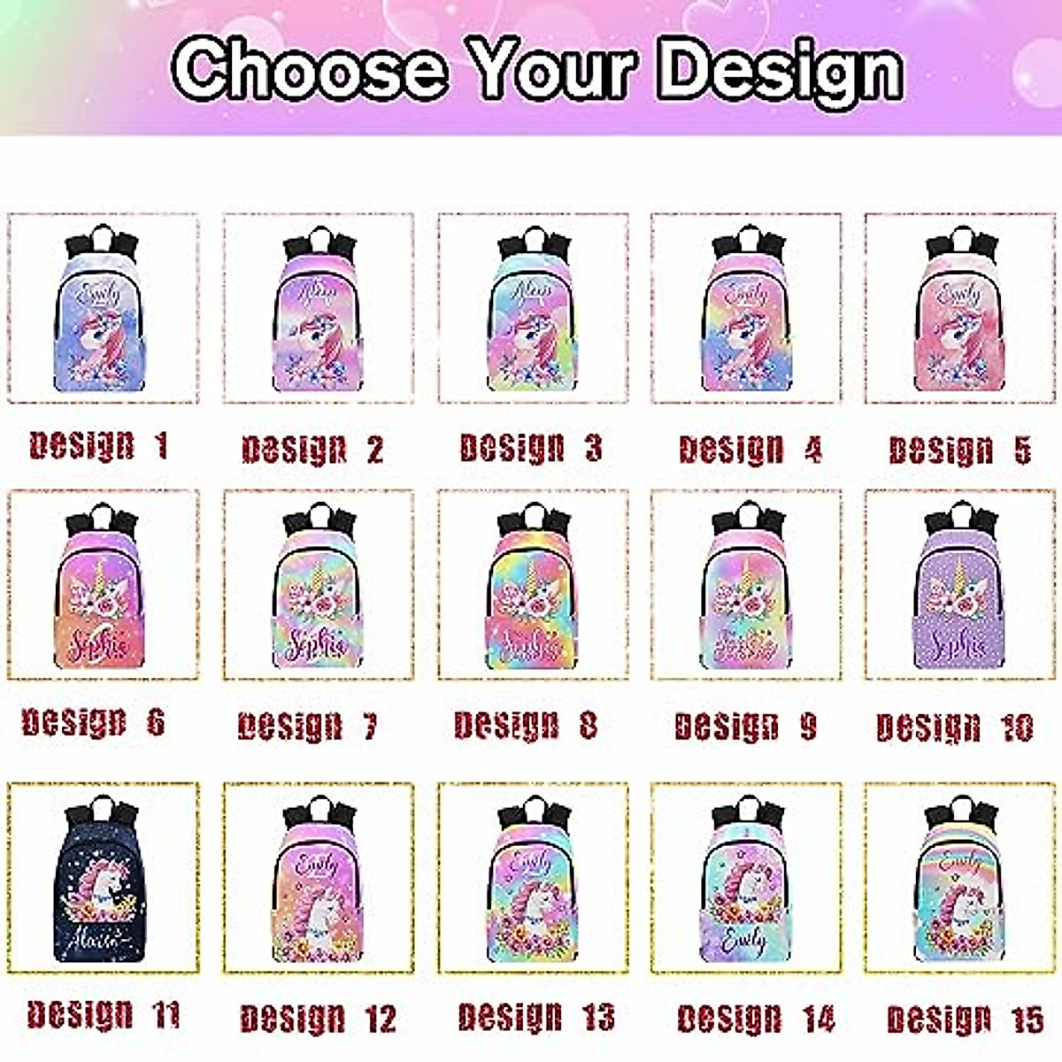 Custom Girls School Backpack with Name for Back School Gifts, Personalized Waterproof Girls Bookbag for Kids Middle School Students Bookbag Outdoor Daypack for Your Kids