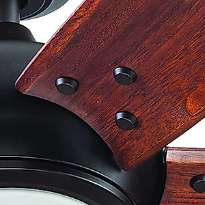 Prominence Home Guyanna, 62 Inch Modern Farmhouse LED Ceiling Fan with Light, Remote Control, Dual Mounting Options, Hand Carved Wood Blades, Reversible Motor - 51633-01 (Espresso)