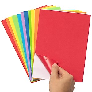 Baker Ross AX950 Rainbow Self-Adhesive Foam Sheets - Pack of 24, Colored Art Supplies for Kids Craft Making Activities