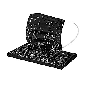 50Pack Valentines Disposable Face_Masks for Adults Women Valentines Day Women Disposable Red Heart Party Mask Couple