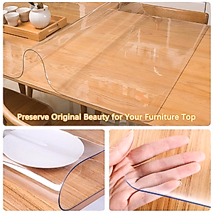 53 Inch Round Clear Dining Table Protector Tablecloth Cover Desk Top Pad Mat for Glass Furniture Study Coffee End Bed Sofa Side Bistro Bar Corner Pub Night Stand Dinner Table Thick Plastic PVC Vinyl