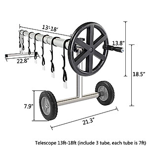 VINGLI 18 Feet Aluminum Solar Swimming Inground Pool Cover Reel Set, Up to 18-Feet Wide x 40-Feet Length