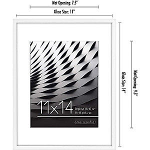 Americanflat 11x14 Picture Frame with Shatter-Resistant Glass - Use as 8x10 Frame with Mat or 11x14 Frame Without Mat - Streamline Collection - Thin Photo Frame for Wall Display - White