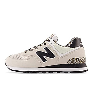 New Balance Women's 574 V2 Animal Print Sneaker, White/Black, 5.5