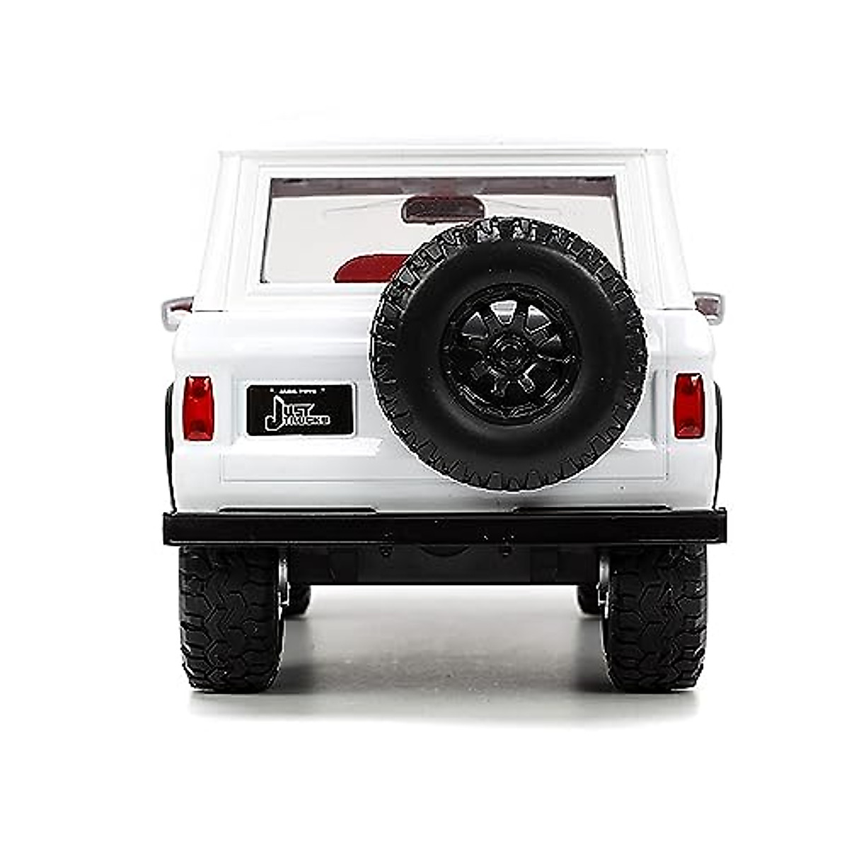 1973 Bronco #008 White with Red and Black Stripes and Red Interior with Extra Wheels Just Trucks Series 1/24 Diecast Model Car by Jada 34181