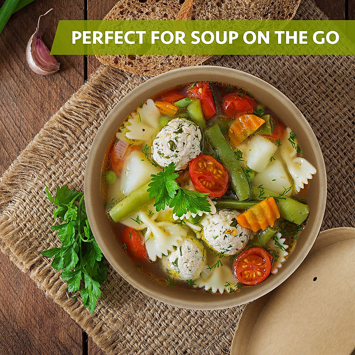 NYHI Kraft 50 Pack 8 oz Small Paper Bowls Soup Storage Containers With Lids Insulated Take Out Disposable Food Storage Cups For Hot Cold Foods To Go Bowls With Vented Lids