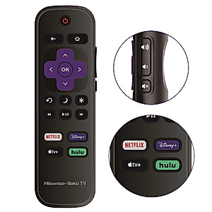 2 Pack - OEM Replacement Remote Control fit for All Hisense Roku TV Smart 4K Ultra HDTV 【Only Works with Hisense Roku TV, Not for Roku Stick and Roku Box】 (Netflix/Disney Plus/Apple TV+ / Hulu)