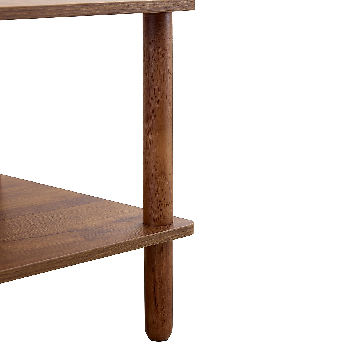 GIA Modern 2-Tier Coffee Table with Open Storage Shelf, Rectangular Living Room Center Table with Rounded Rubberwood Legs, Durable & Stable Wooden Furniture,Walnut Brown