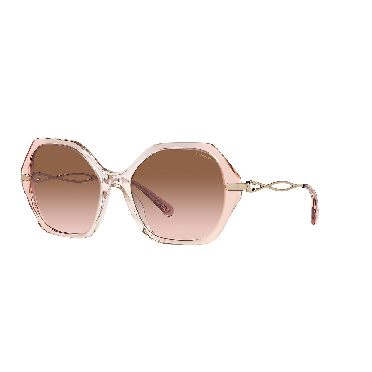 Coach HC8315 Sunglasses, Gradient Transparent Peach/Brown Rose Gradient, 57 mm