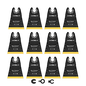 AMZBSAW 12PCS Titanium Oscillating Multitool Blades Metal Cutting, 68MM Titanium Saw Blades for Metal Nails Hard Material and Wood Plastic, Multi Tool Blades Kits Fit Dewalt Bosch Worx Ryobi