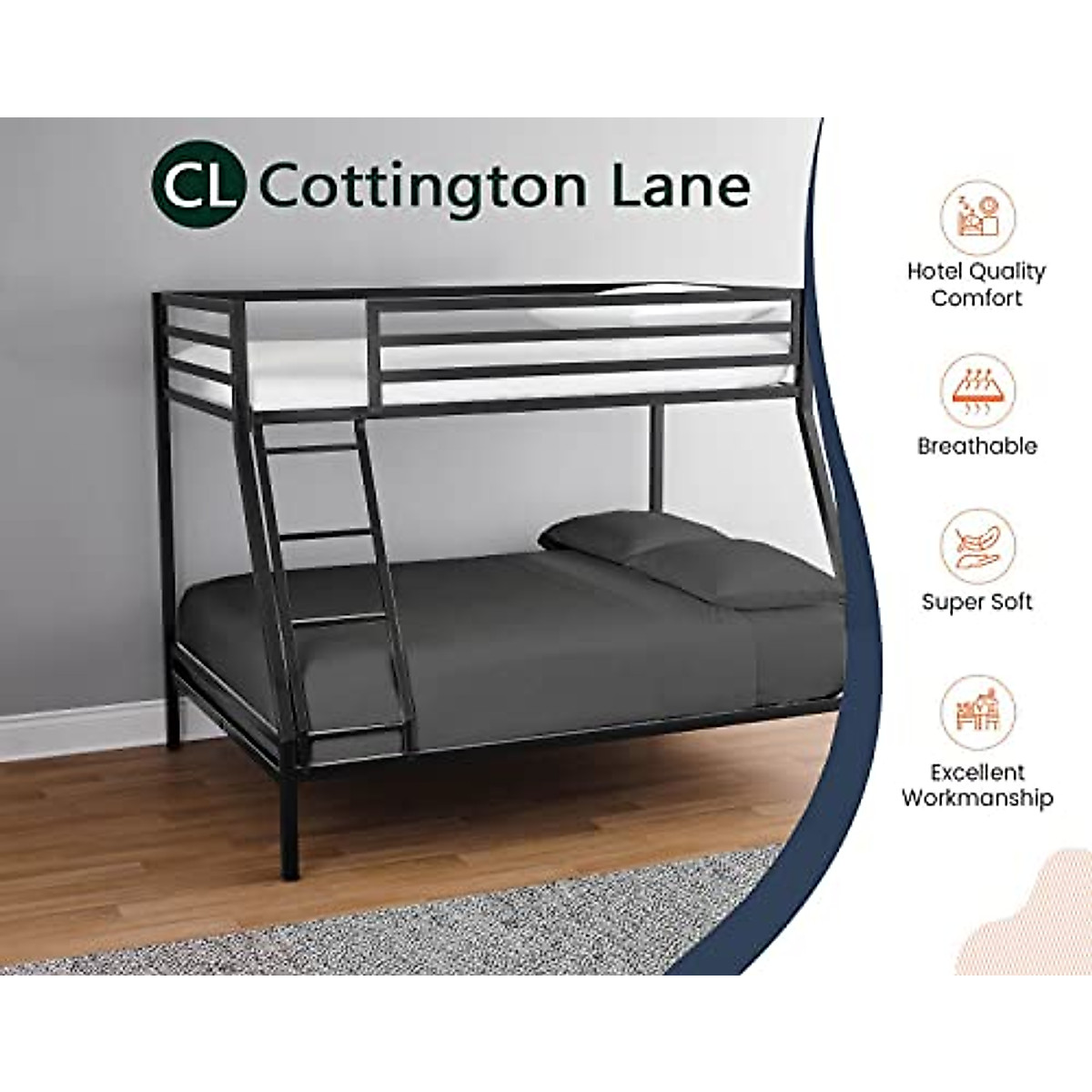 Cot Sheets Set (30" X 75") 4 PCs 400 Tc with 6 Inch Deep Pocket Dark Grey Solid - Cot Sheets for Daycare/Folding Bed/Rollaway Bed/Camp Bunk Beds/RVs/Guest Beds cot Sheet Set