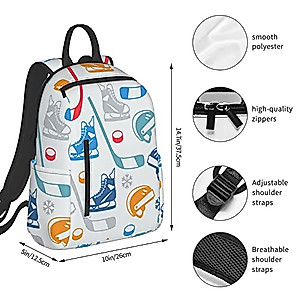 Biviel Hockey Elements Creative Patterned print Lightweight Backpack Simple Casual Shoulder Backpack Hiking Backpacks