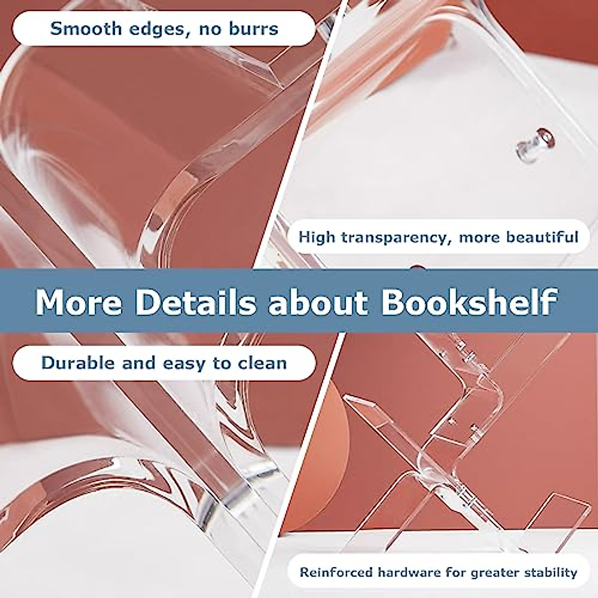 Nalwort Acrylic Tree Bookcase, 6 Tier Standing Bookshelf, Tree Bookshelf, Clear Modern Book Shelf Organizer, Storage Rack for Bedroom, Open Bookcase for Living Room, Office