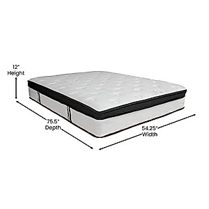 Flash Furniture Capri Comfortable Sleep 12 Inch CertiPUR-US Certified Memory Foam & Pocket Spring Mattress, Full Mattress in a Box White