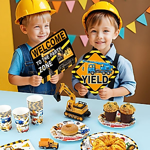 WERNNSAl Construction Truck Party Decorations - 12PCS Construction Truck Party Zone Signs Posters for Kids Construction Truck Theme Birthday Party Supplies Construction Truck Wall Art Decor for Home Garden Yard Decorations