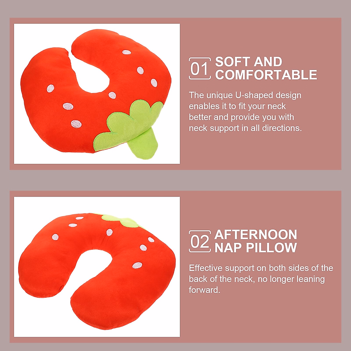 Healifty Napping Supplies Travel Neck Cushion Office Strawberry pp Cotton Pillow