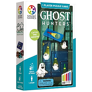 SmartGames Ghost Hunters Travel Game for Kids and Adults, a Spooky, STEM Focused Cognitive Skill-Building Brain Game - Brain Teaser for Ages 6 & Up, 60 Challenges