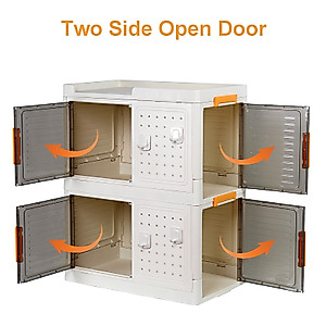 JONKASIPA Storage Bins with Lids and Doors, Closet Organizers and Storage with Wheels, Collapsible Stackable Storage Boxes, Large Plastic Foldable Storage Box for Home Office Bedroom-2pack