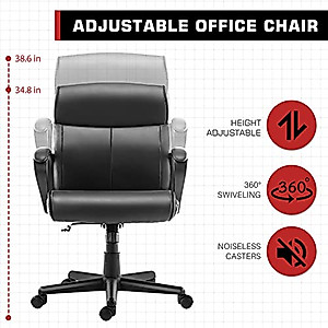 HOMEFLA Home Office Chair Mid-Back Office Computer Desk Chair with Armrest Adjustable Height/Tilt Swivel Rolling Chair
