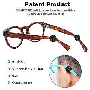 SMARTTOP Glasses Ear Grip-14 pairs Star Round Silicone Anti-slip Eyeglasses Ear Cushion Retainer for Kids Women Man-Sunglasses, Optical and Reading Eyeglasses Ear Hooks Accessories,(Black)