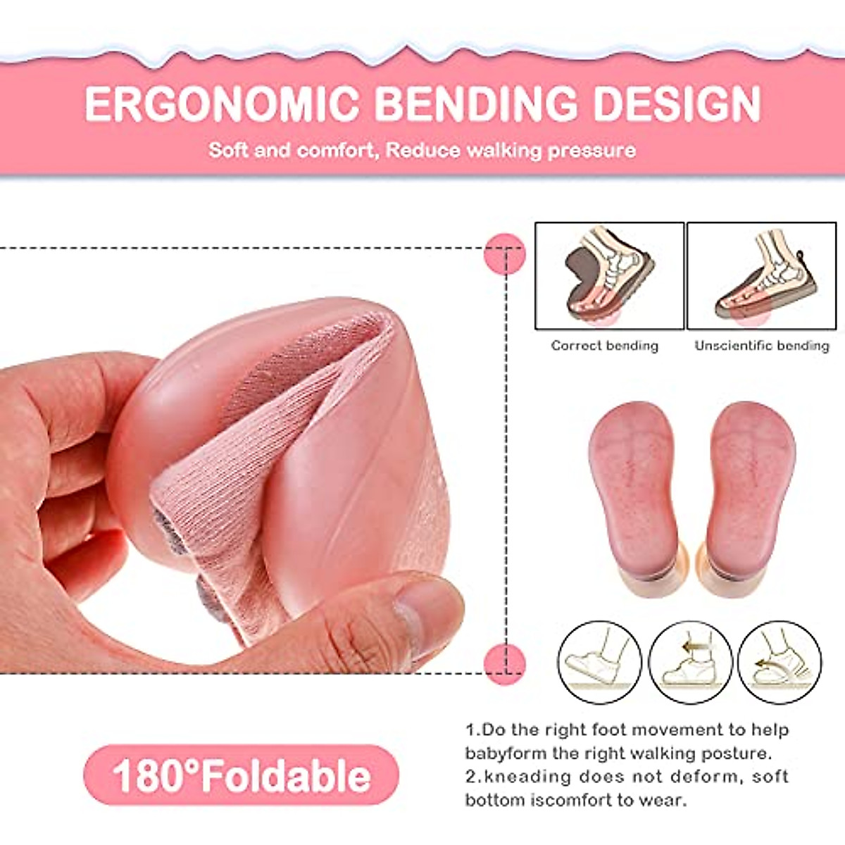 SeeyAN Baby Shoes First Walking Shoes Toddler Boys Girls Non Slip Rubber Sole Cartoon Slippers For Infant Indoor Baby Sock Shoes (Pink Fox, 6-12 Months)