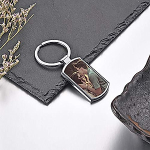 PiercingJ Custom Keychain with Picture Personalized Color Photo Pictures Message Keychain Anniversary Memorial Gift Silver for Family Lover