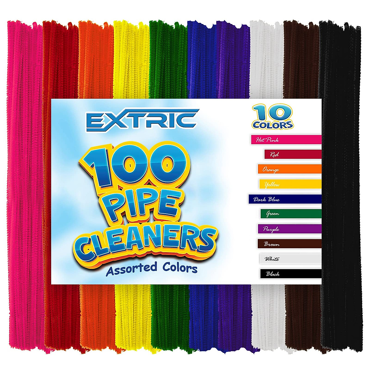 Pipe Cleaners- 100 Pc. Pipe Cleaner Assorted Colors 12” Chenille Stems, Pipe Cleaners Craft, Fuzzy Sticks Great Craft Supplies DIY Art & Craft Projects| 6mm x12 inch
