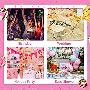 2 Packs Donut Display Stand Reusable Donut Holder Board Rustic Wood Donuts Rack Display Dessert Table Decorations for Birthday Party Wedding Baby Shower Treat Donut Party Supplies (Pink)