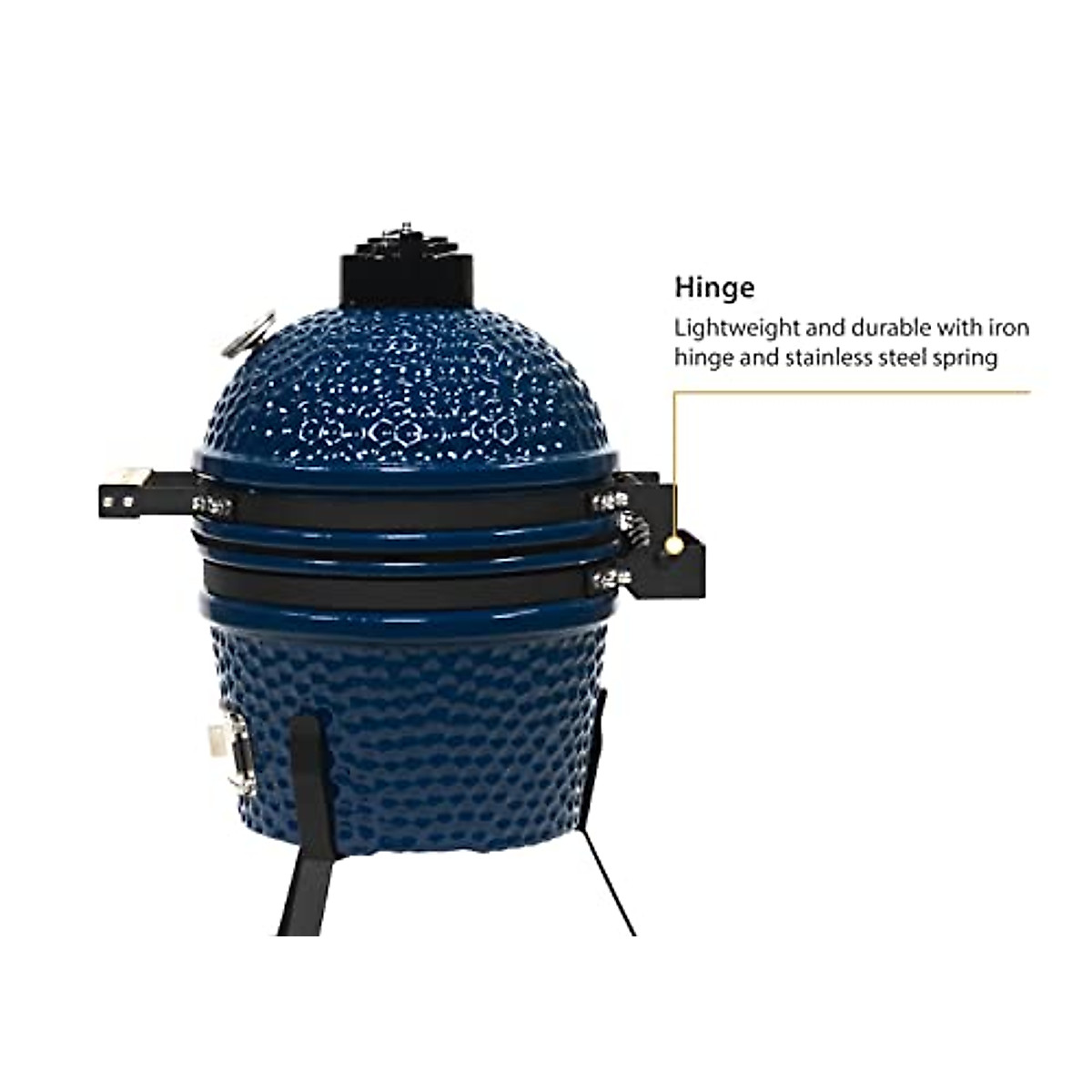 VESSILS Kamado Charcoal BBQ Grill – Heavy Duty Ceramic Barbecue Smoker and Roaster with Built-in Thermometer and Stainless Steel Grate (13 Inch Stand, Blue)