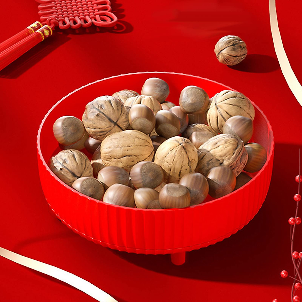 Zerodis 360 Degree Rotating Storage Rack Organizer, Red Plastic, 12-Inch Diameter