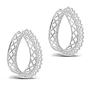 ERKUOO 2PCS Hollow Pattern Ear Tunnels Plugs Hangers Open Saddle Drop Ear Gauges Piercing Stretchers Expande Flesh Tunnels Double Flared Saddle Plug 1"(25mm)