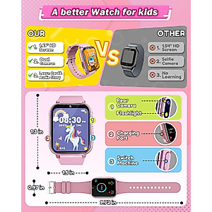 Sueseip Kids Smart Watches Girls Toys Age 6-8, HD Touchscreen Dual Cameras Kids Watch for Girls Ages 8-10, Kids Toy with 35 Games MP3 Learn Card for 5 6 7 8 9 Year Old Girls Christmas Birthday Gifts
