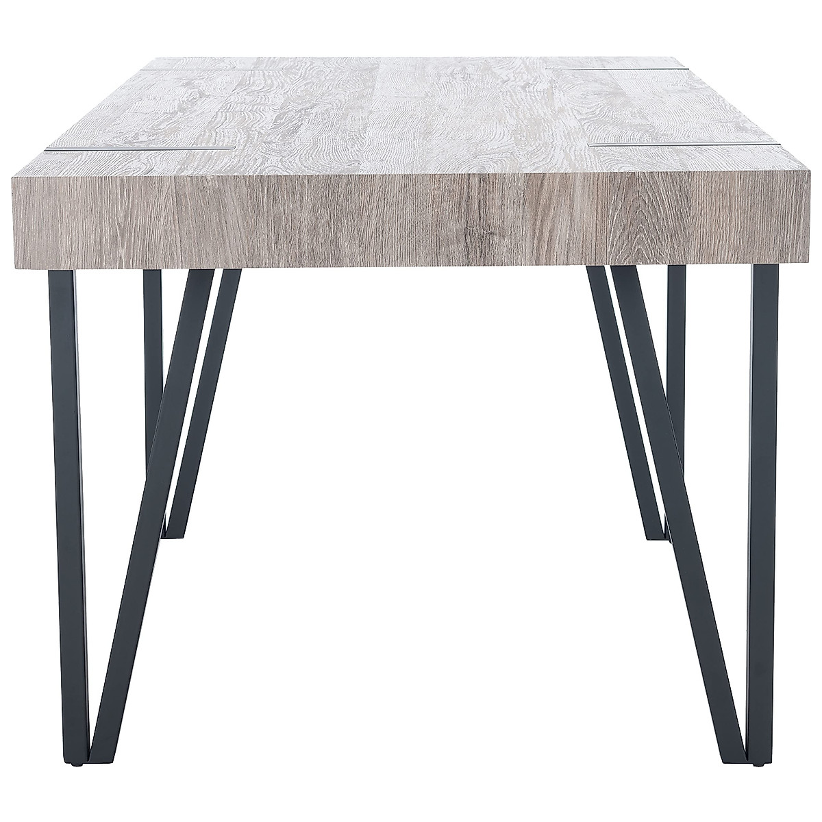 SAFAVIEH Home Collection Alyssa Mid-Century Rustic Industrial Grey Oak/Black Dining Room Table DTB7000C, 0