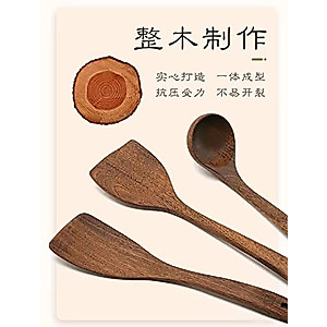 Wooden Spatula,Slotted Turner,Soup Ladle,Long Handle Utensils Set,Handmade for Kitchen Cookware ,skew spatula