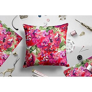 iiRov Summer Design Ink-Fuzed Decorative Throw Pillow - Tropical Hydrangea Flowers