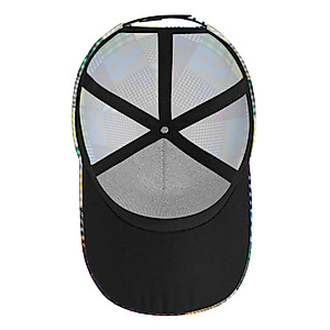 FAYXTIN Patchwork Colors Plaid Colourful Baseball Hat Trucker Cap Dad Hats for Men Women Adjustable Snapback Caps