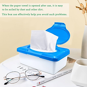 DOERDO 2PCS Baby Wipe Dispenser with Lid Tissue Case Tissue Storage Box Keeps Baby Wipes Fresh and Safe Napkin Storage Box (Blue)