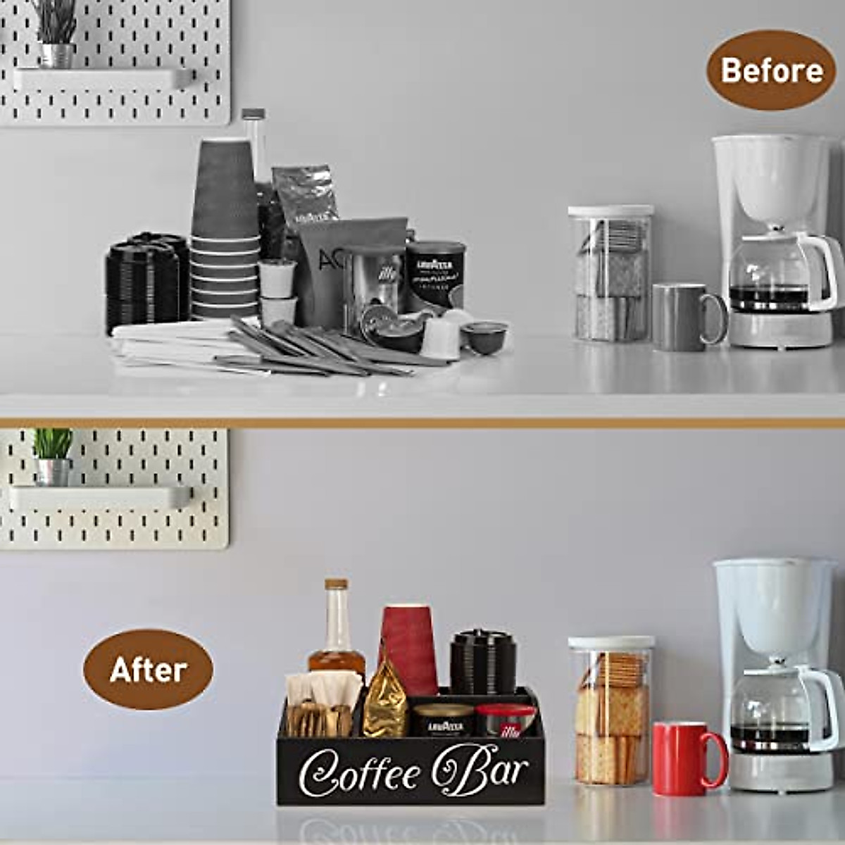 SHINGYU [Upgrade] Coffee Bar Organizer Coffee Station Organizer for Countertop Large K Cup Holder Coffee Pod Holder Farmhouse Coffee Bar Accessories