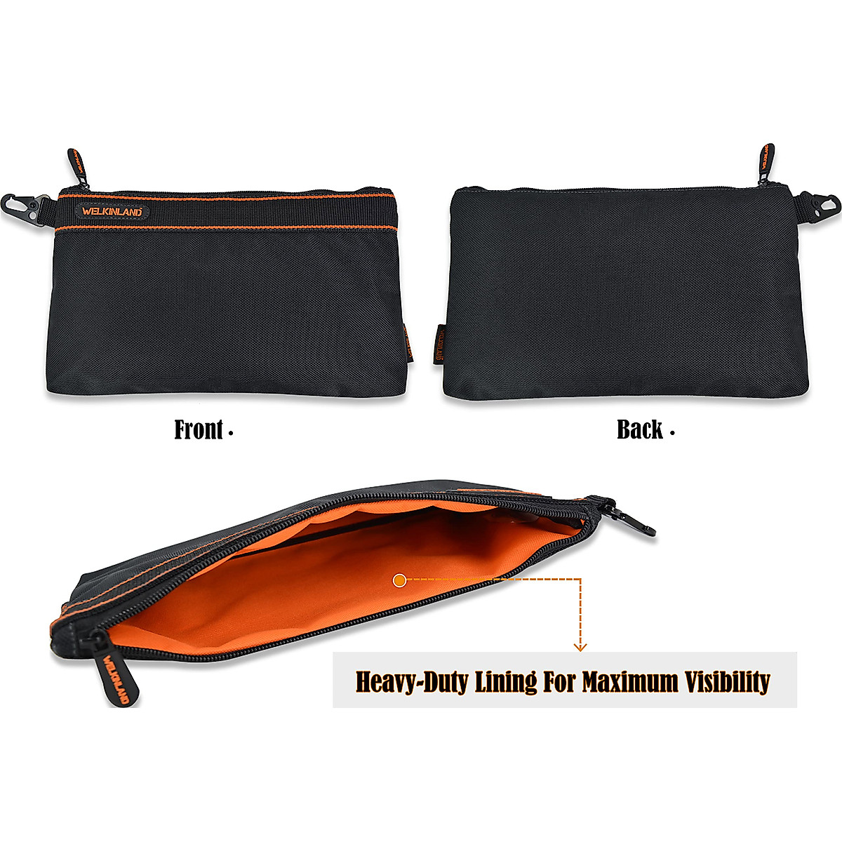 4-Packs Small Tool Pouch, Heavy-Duty Tool Pouch, Electrician Tool Pouch, Tool Pouches w/Clip, Electricians Tool Pouch, Tool Pouch Bag, Small Tool Bag, Tool Bag Small, Zippered Tool Bags and Pouches