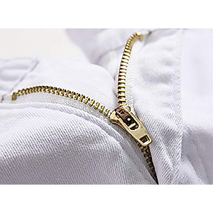 Kihatwin Boy's Skinny Ripped Jeans Slim Fit Distressed Zipper Pants with Holes White 12