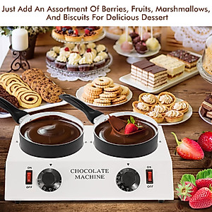 POWLAB Chocolate Melter Pots Electric Heating Chocolate Melting Tempering Machine Removable Cheese Melting Pot Double Pot Capacity & 2 Temperature Setting for Melting Chocolate, Candy, Butter