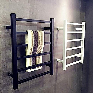 LUNEZY Heated Towel Rack, Wall Mounted Heated Towel Warmers, Square Electric Towel Rack Matte Black and White Optional for Home Bathroom,White