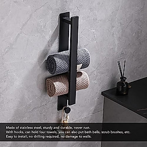 Mothinessto Bath Towel Storage Rack Durable Seamless Black Sturdy Towel Holder for Bathroom