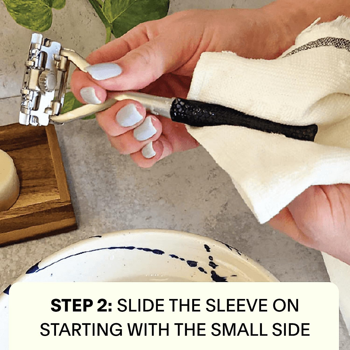 Leaf Shave | The Leaf Razor Grip Sleeve, White - Silicone Razor Handle Grip