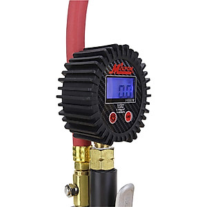 Milton S-530 Compact Digital Tire Inflator with Pressure Gauge, 255 PSI, Dual Head Air Chuck, 15" Hose, 2.5" Dial, 360 Swivel, Res: 0.1 Display, Backlit, Made in USA, Industrial Grade,Matte Black