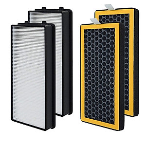 PUREBURG 2-Pack Replacement Filter Set - HEPA Filters + Activated Carbon Odor Filters Compatible with HoMedics TotalClean PetPlus AT-PET01 AT-PET02 Whisper-Quiet Oscillating Tower Air Purifiers