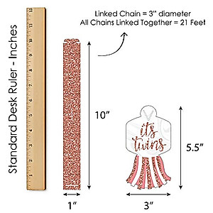 Big Dot of Happiness It’s Twin Girls - 90 Chain Links and 30 Paper Tassels Decoration Kit - Pink and Rose Gold Twins Baby Shower Paper Chains Garland - 21 feet