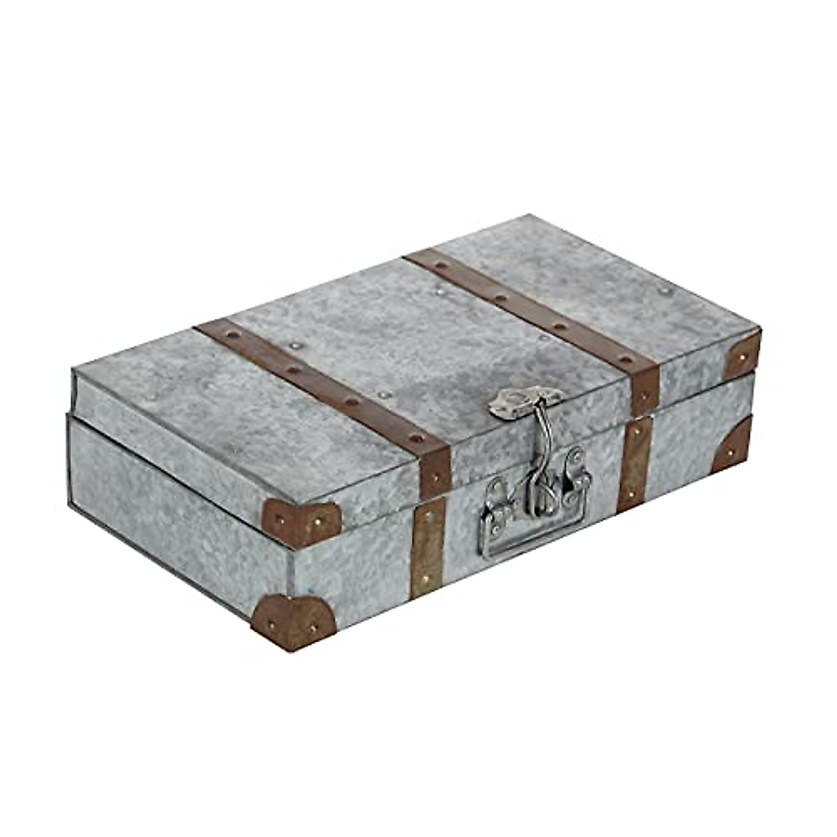 Deco 79 Metal Box with Hinged Lid, Set of 3 13", 16", 19"W, Gray